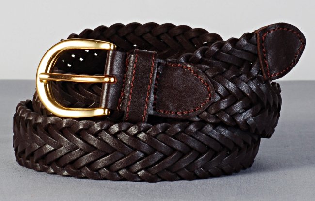 Strait City image: braided leather belt gold buckle 144 Strait City image: braided leather belt gold buckle 144